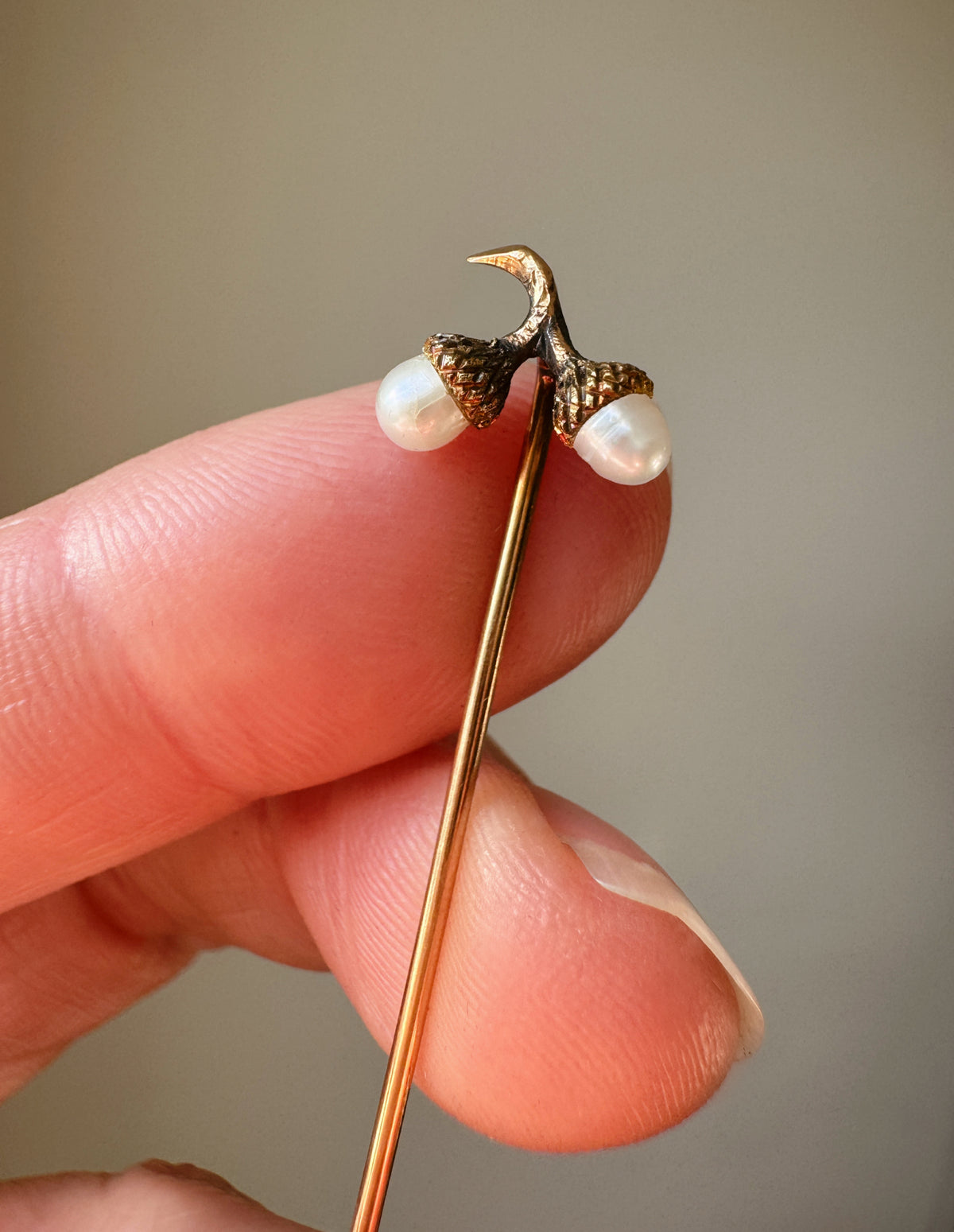Edwardian 14k Pearl Acorn Stick Pin– Park Avenue Antiques