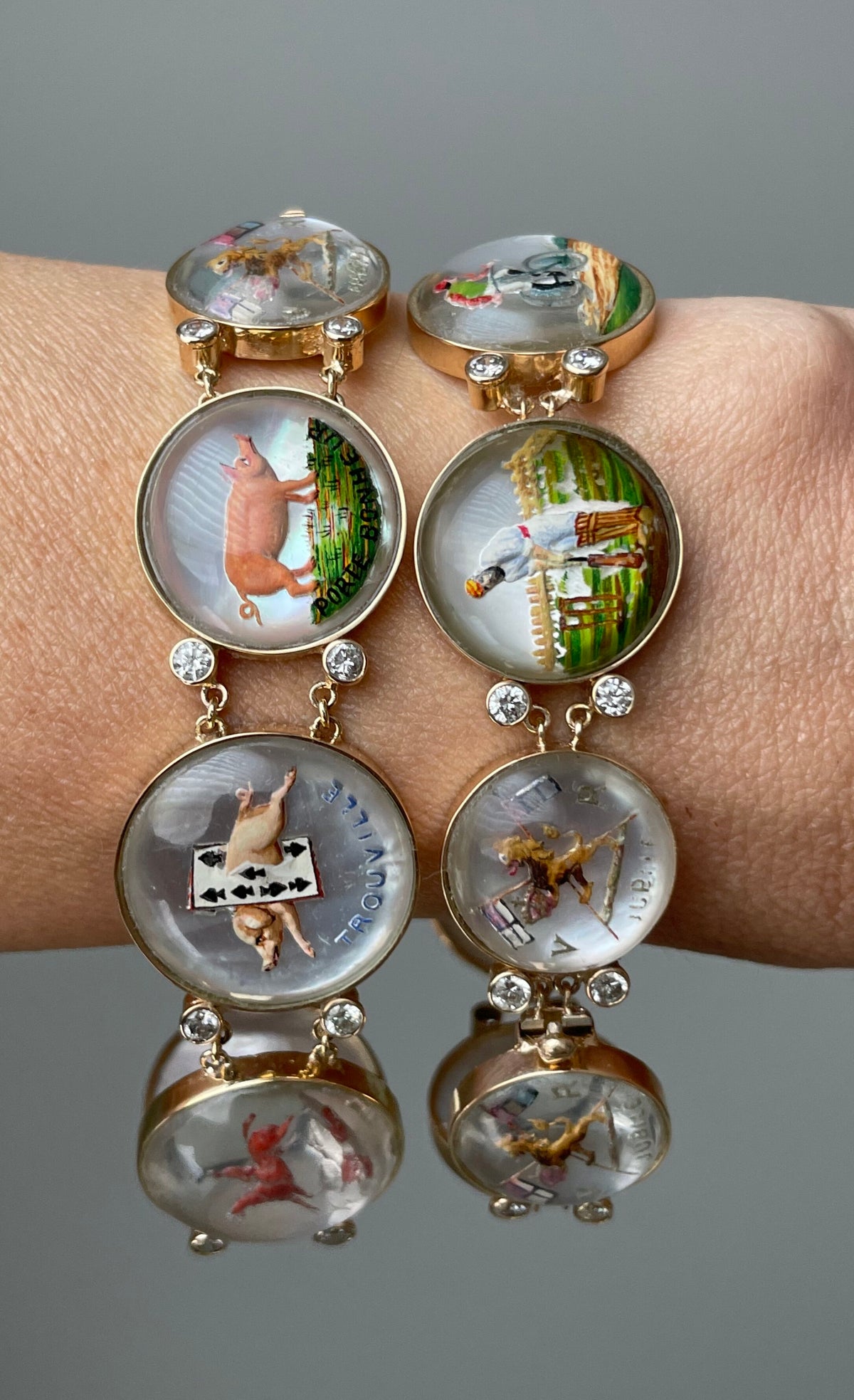 Reverse Painted Crystal and Diamond Bracelet with Swimmers– Park Avenue ...