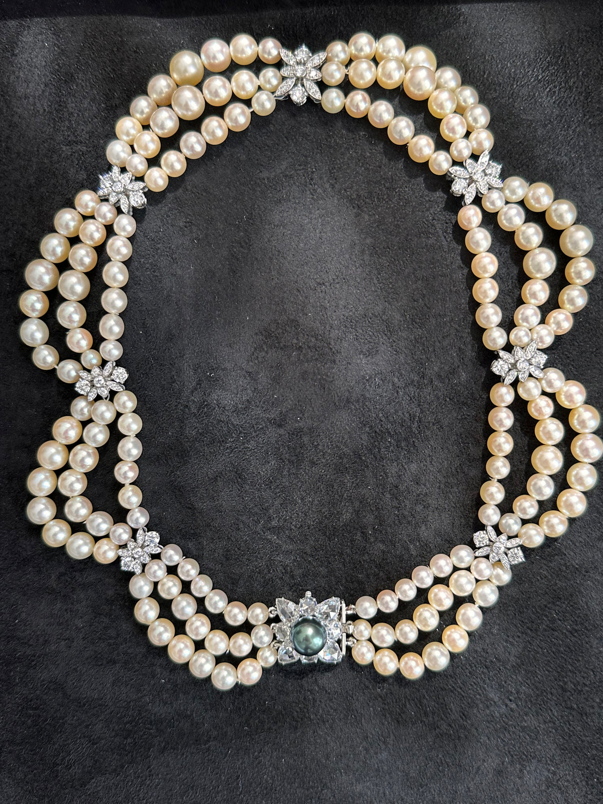 Diamond and Cultured Pearl Swag Collar Necklace by Cicada Jewelry– Park ...